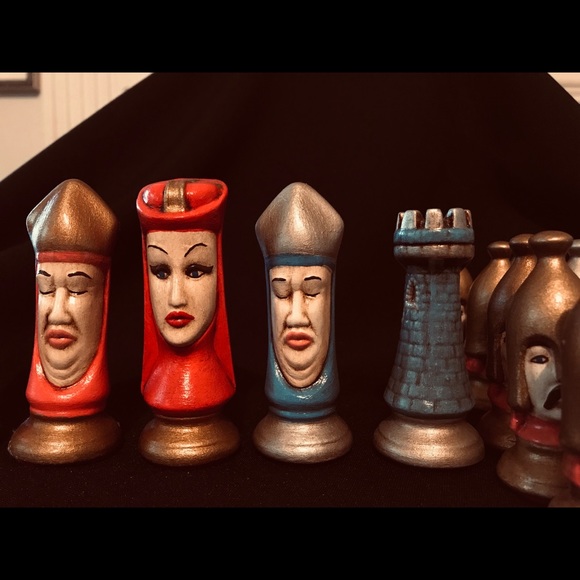 Toys | 21 Vintage Chalk Chess Pieces | Poshmark